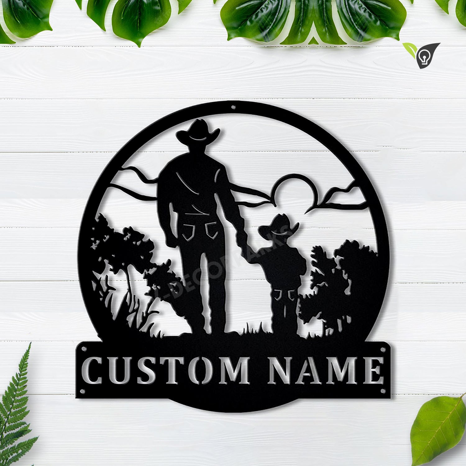 Personalized Cowboy And Son Monogram Metal Sign Art, Custom Cowboy And ...