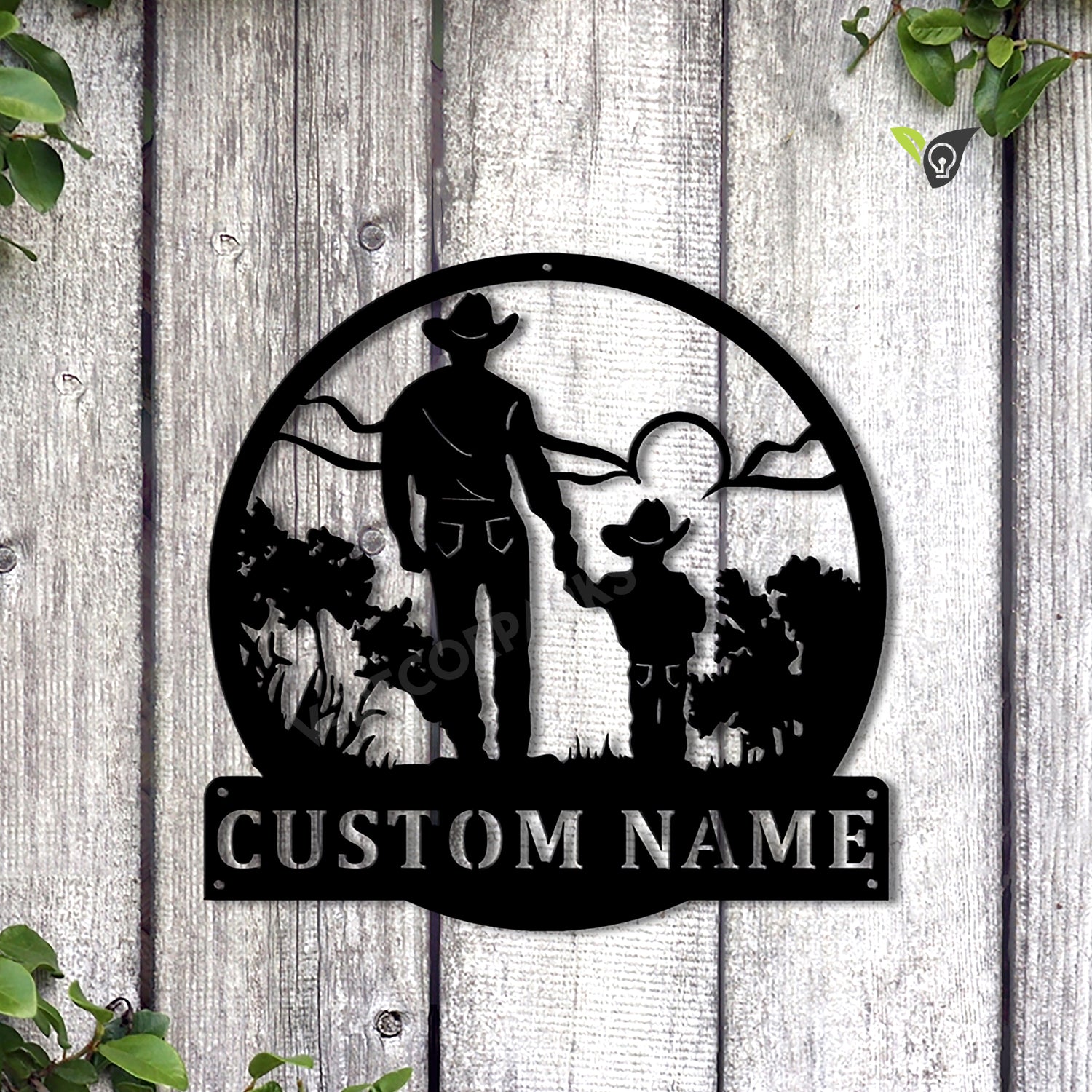 Personalized Cowboy And Son Monogram Metal Sign Art, Custom Cowboy And ...