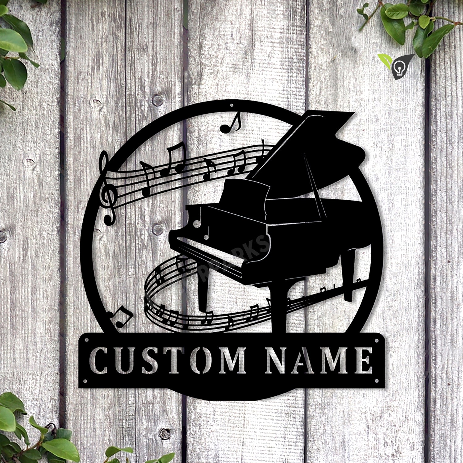 Personalized Piano Monogram Metal Sign Art, Custom Piano Monogram Metal ...
