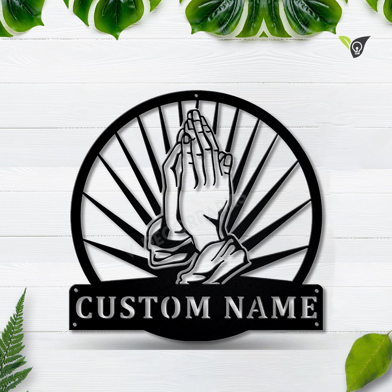 Personalized Prayer Hands Monogram Metal Sign Art, Custom Prayer Hands ...