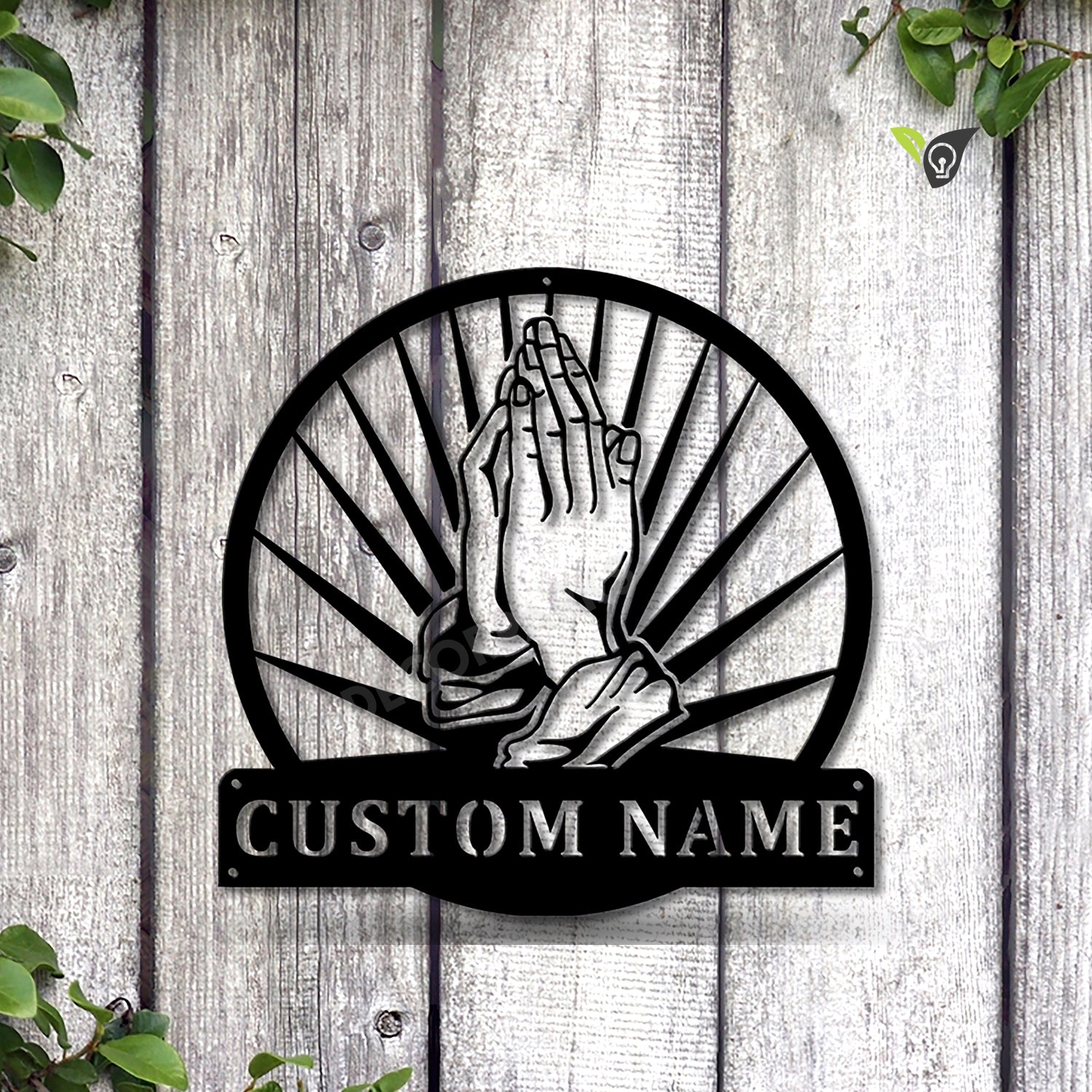 Personalized Prayer Hands Monogram Metal Sign Art, Custom Prayer Hands ...