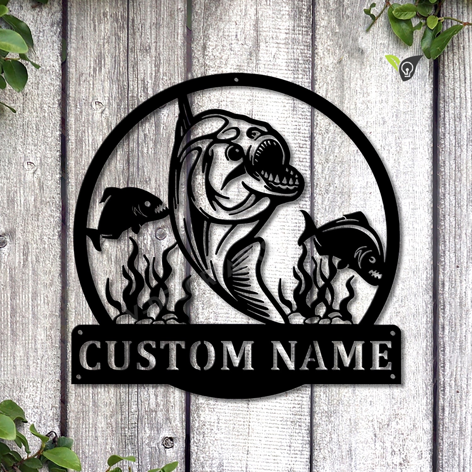 Personalized Piranha Fish Metal Sign Art, Custom Piranha Fish Metal ...