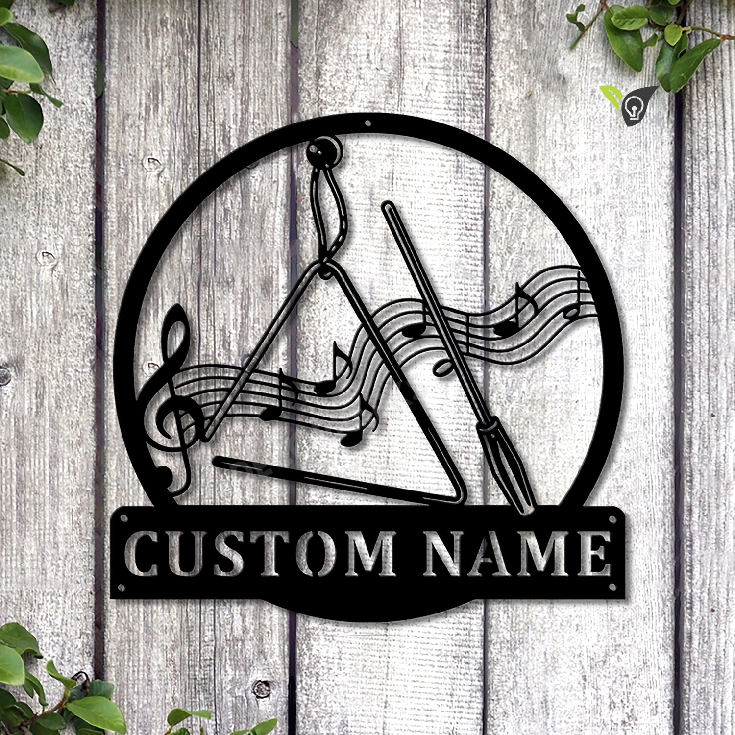 Personalized Triangle Music Metal Sign Art, Custom Musical Instrument ...