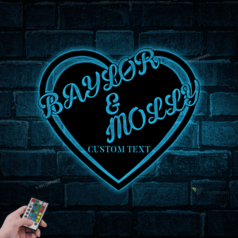 Metal Anniversary Sign With Led Lights, Metal Heart Sign, Metal Wedding ...