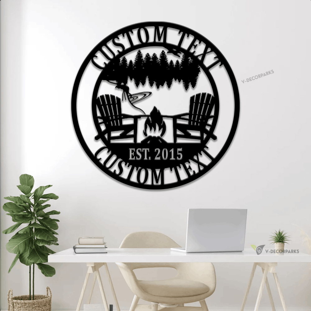 Metal Campfire Sign Led Lights, Metal Camping Sign, Lake Sign, Lake ...