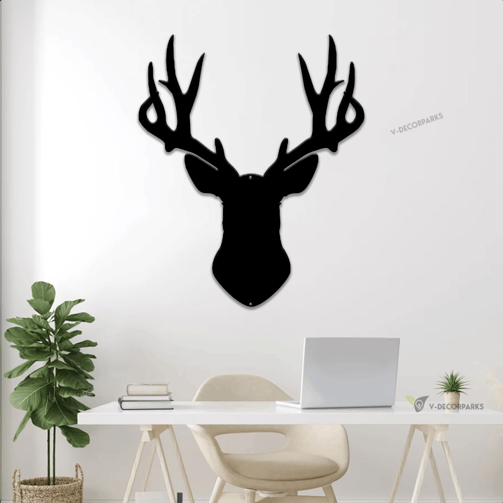 Metal Deer Head Sign Led Lights, Mancave Sign, Hunting Camp Sign, Deer ...