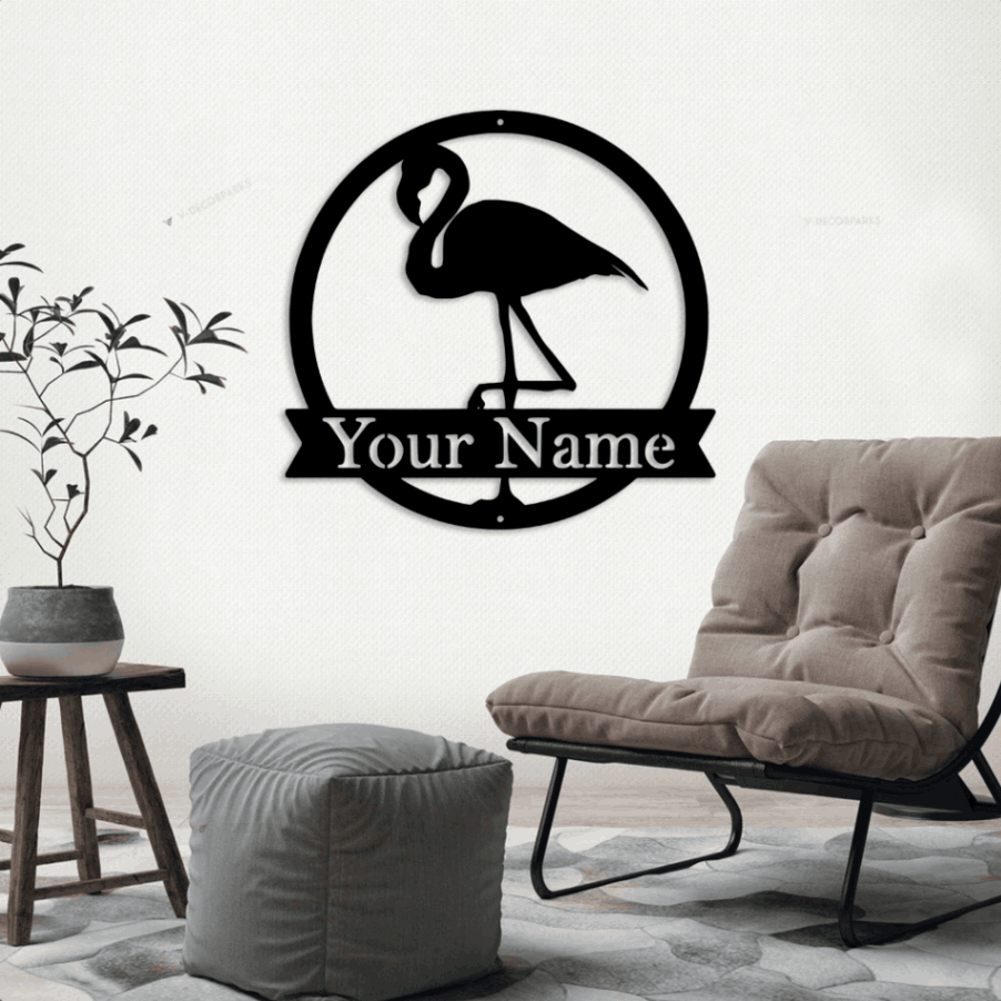 Metal Flamingo Sign With Led Lights, Bird Decor, Metal Sign, Metal Sign ...