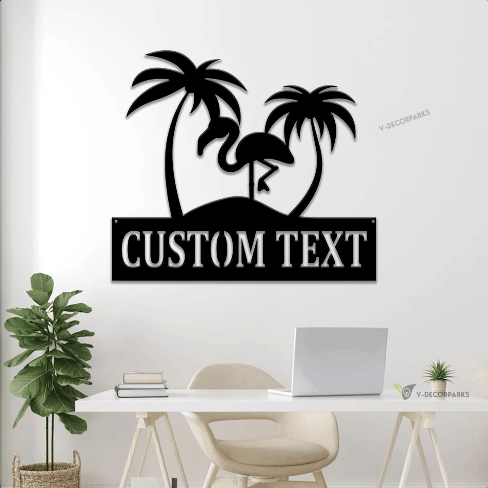 Metal Flamingo Sign With Led Lights, Metal Family Name Sign, Metal Pool ...