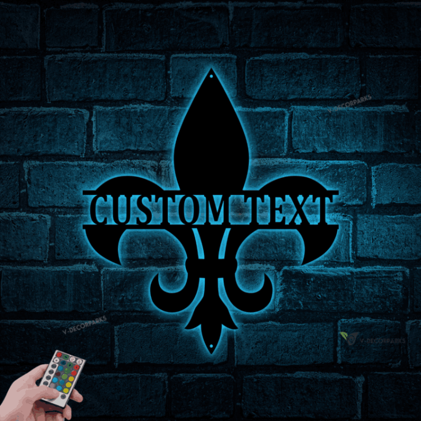 Metal Fleur De Lis Sign With Led Lights, Fleur De Lis Art, Louisiana ...