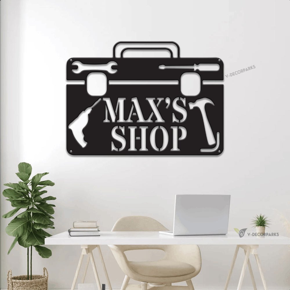 Metal Garage Sign With Led Lights, Personalized Workshop Metal Sign ...