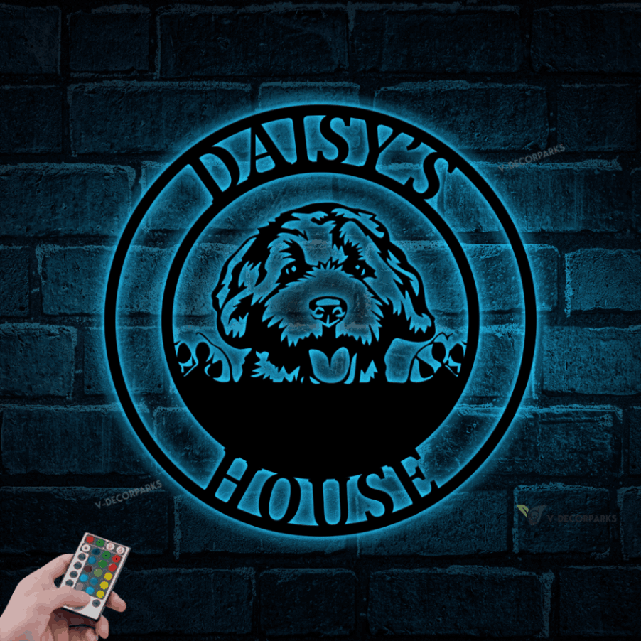 Metal Goldendoodle With Led Lights Sign, Metal Labradoodle Sign ...