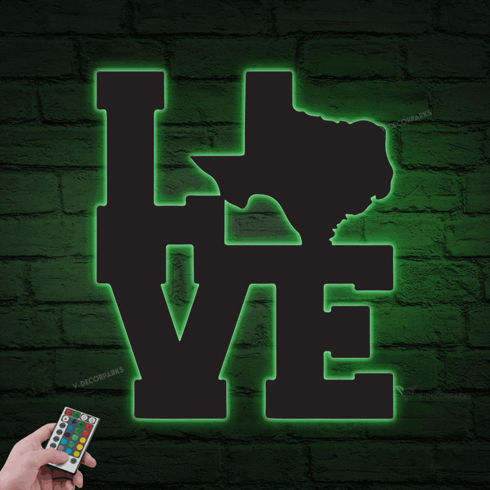 Metal I Love Texas Led Light Sign, Metal Texas Sign, Custom Texas Sign, Texas State Sign, Texas ...