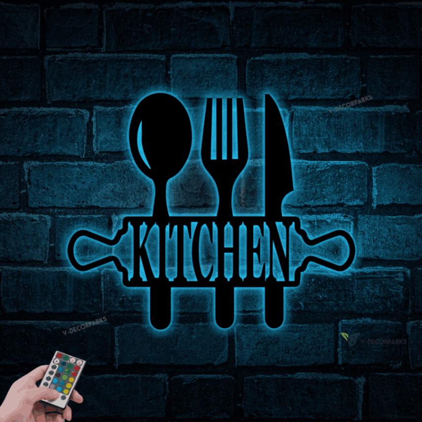Metal Kitchen Sign Led Lights Decor Kitchen Wall Decor Kitchen Wall Art ...