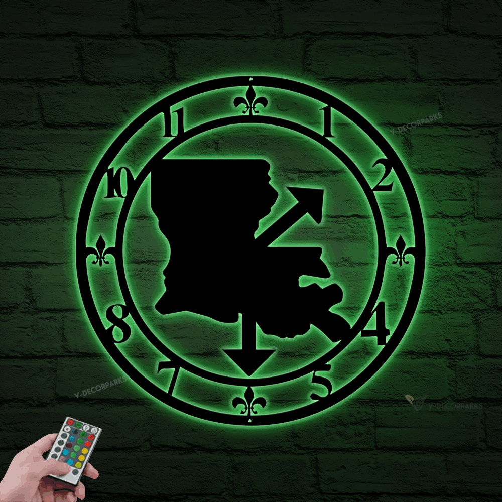 Metal Louisiana Clock With Led Lights, Metal Fleur De Lis Clock, Metal ...