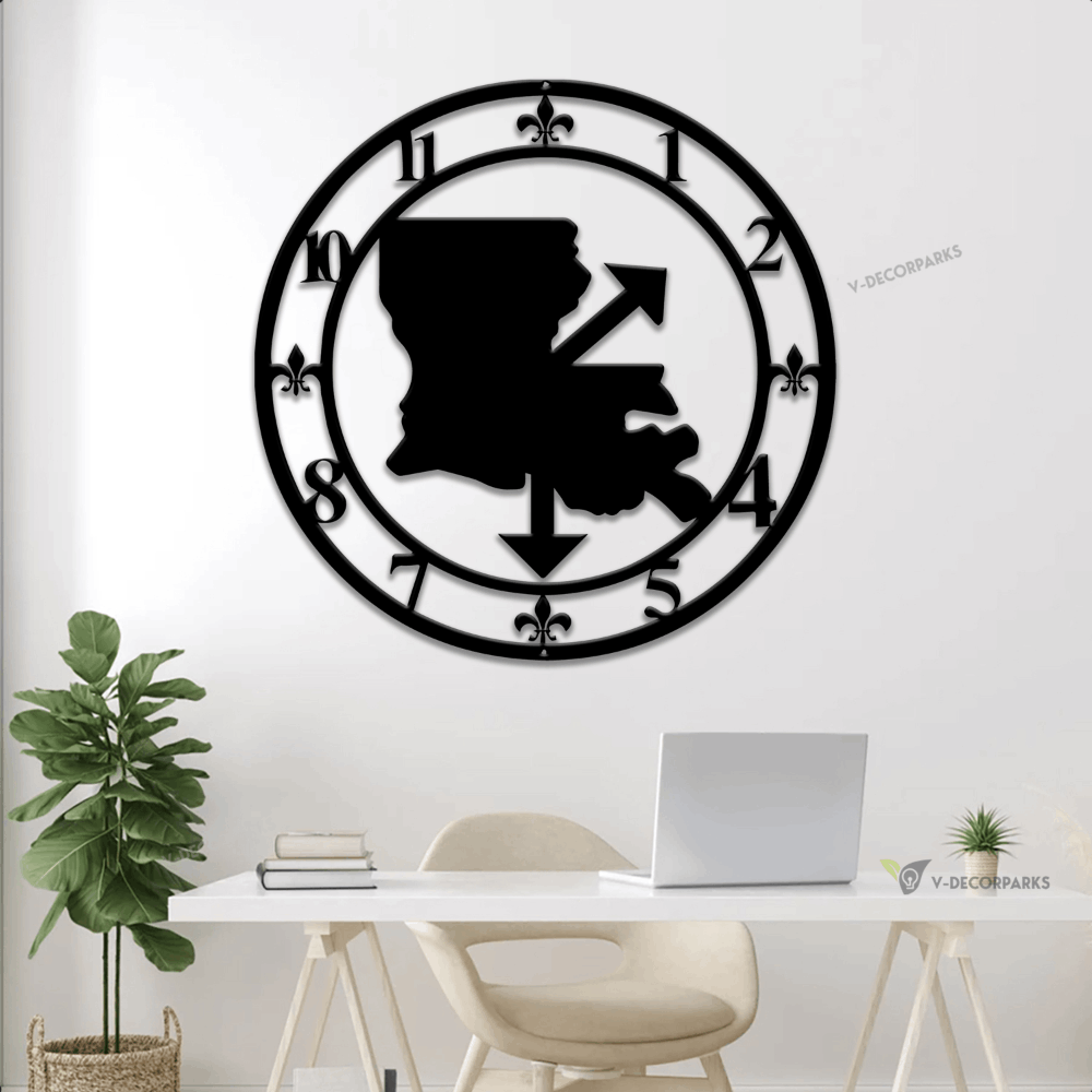 Metal Louisiana Clock With Led Lights, Metal Fleur De Lis Clock, Metal ...