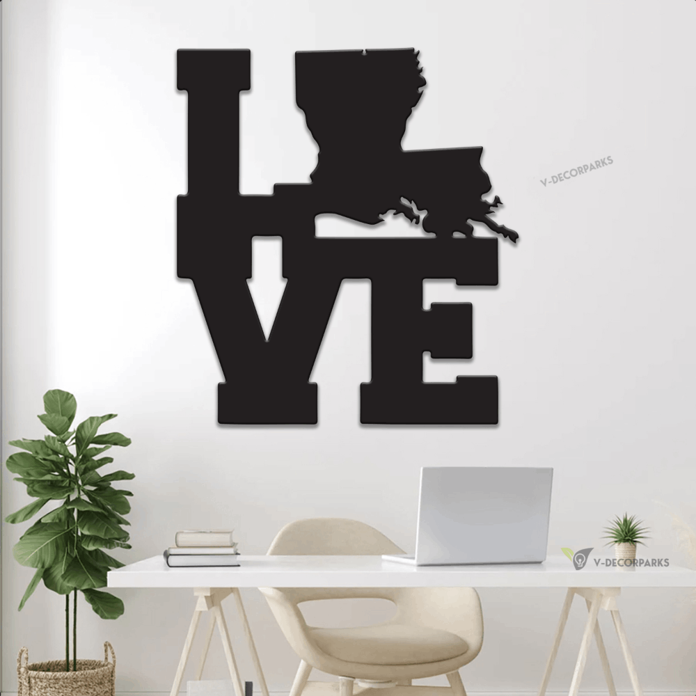 Metal Louisiana Sign With Led Lights, I Love Louisiana Sign, Louisiana ...