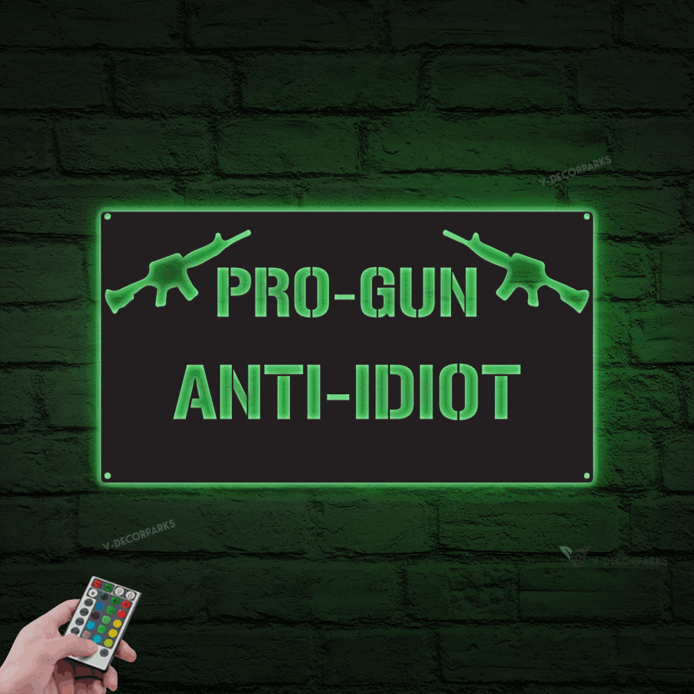 Metal Pro Gun Sign With Led Lights, Metal 2nd Amendment Sign, Gun ...