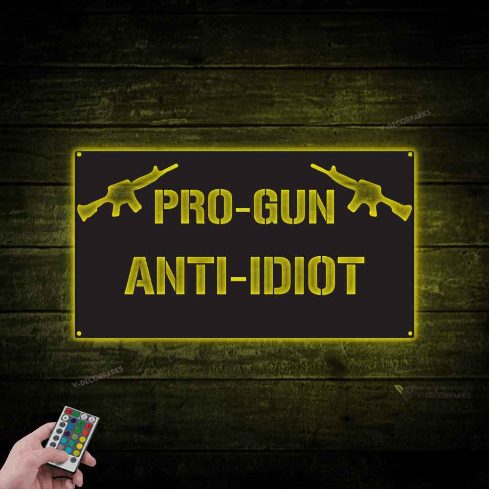 Metal Pro Gun Sign With Led Lights, Metal 2nd Amendment Sign, Gun ...