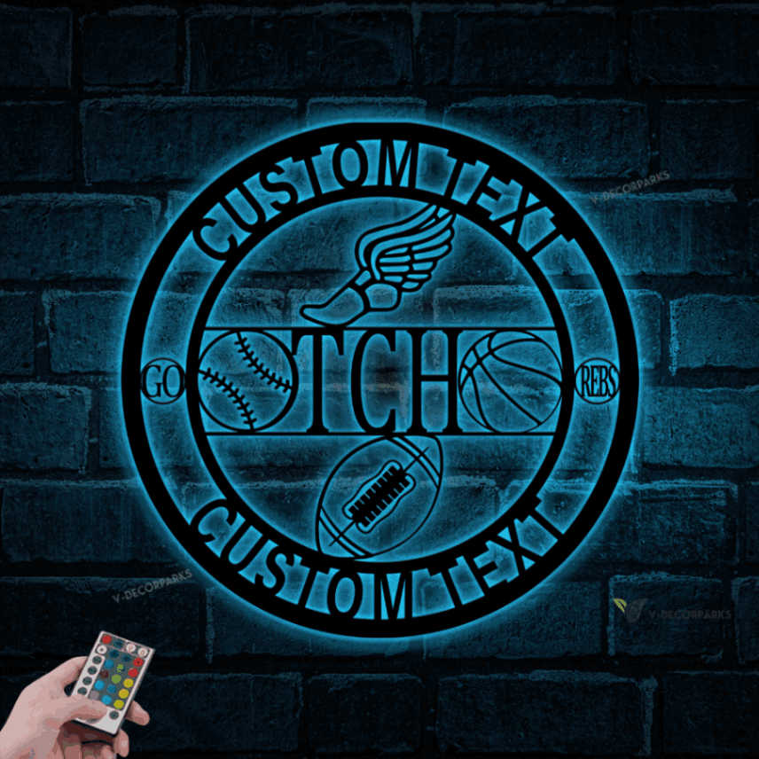 Metal Sports Sign With Led Lights, Custom Sports Sign, Personalized ...