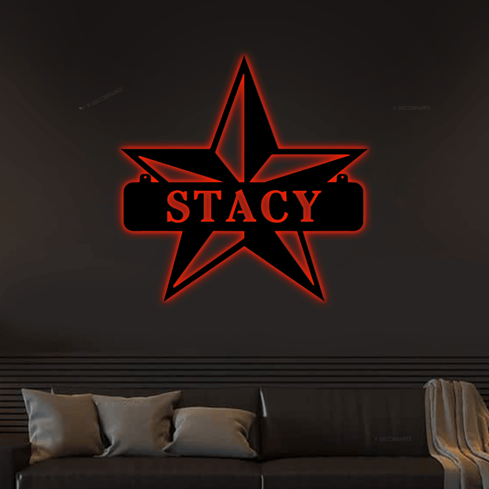 Metal Star Sign With Led Lights, - Metal Wall Art - Housewarming Gift ...
