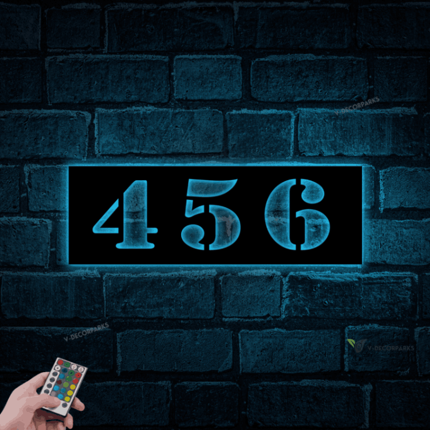 Custom Metal Address Sign With Led Lights, Palm Tree Address Sign ...