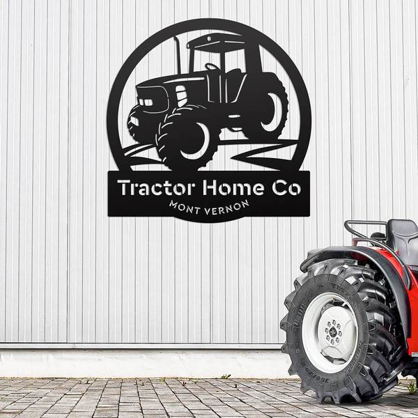 Modern Tractor Monogram, Cut Metal Sign, Metal Wall Art, Metal House ...