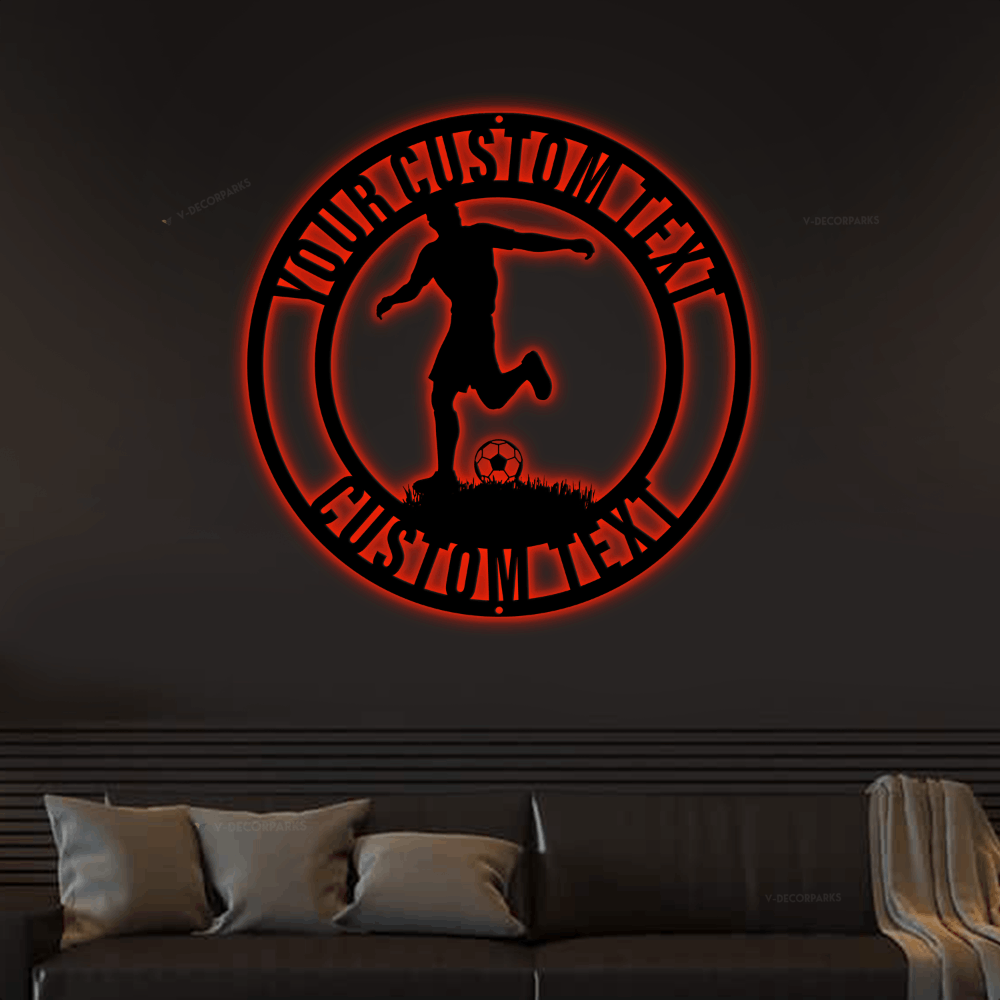 Personalize Football Name Sign Led Lights, Custom Soccer Monogram Wall ...