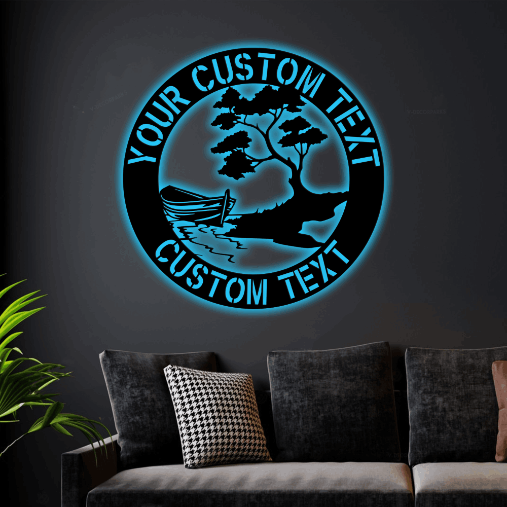 Personalize River Led Lights Sign Monogram Wall Art, Custom River Boat ...