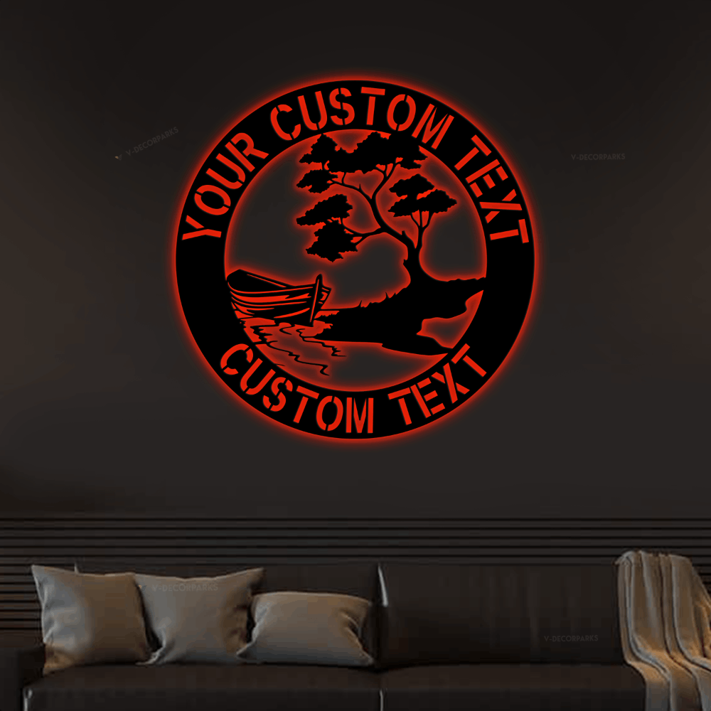 Personalize River Led Lights Sign Monogram Wall Art, Custom River Boat ...