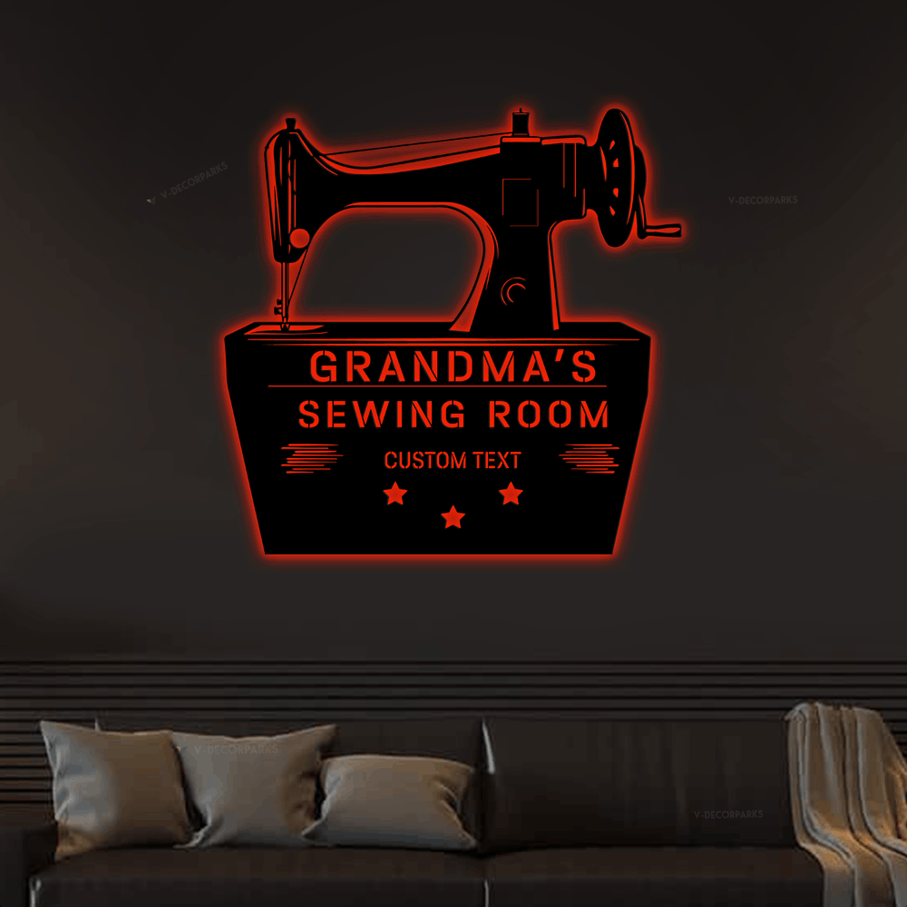 Personalize Sewing Machine With Led Lights Sign Monogram Wall Art ...