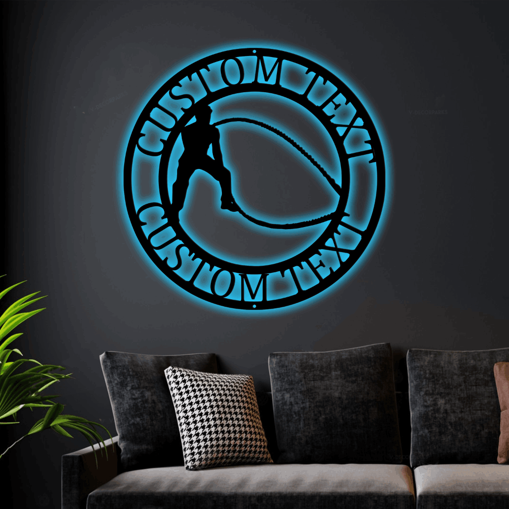 Personalized Workout Monogram Steel Sign With Led Lights, Customize ...