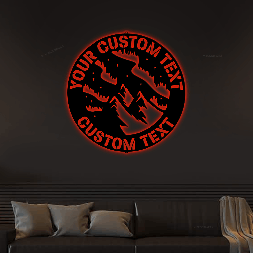 Personalize Mountain Range Sign With Led Lights, Custom Mountain Range ...