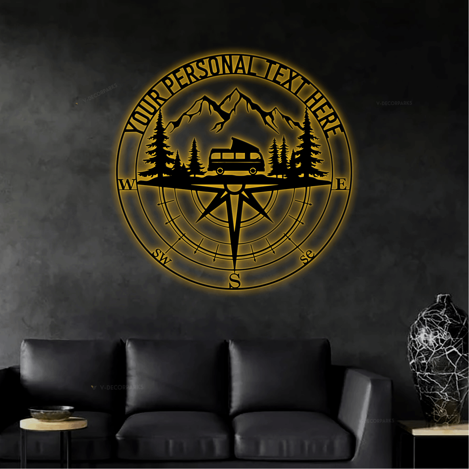 Personalize Oldschool Camper Van Metal Sign With Your Custom Text With ...