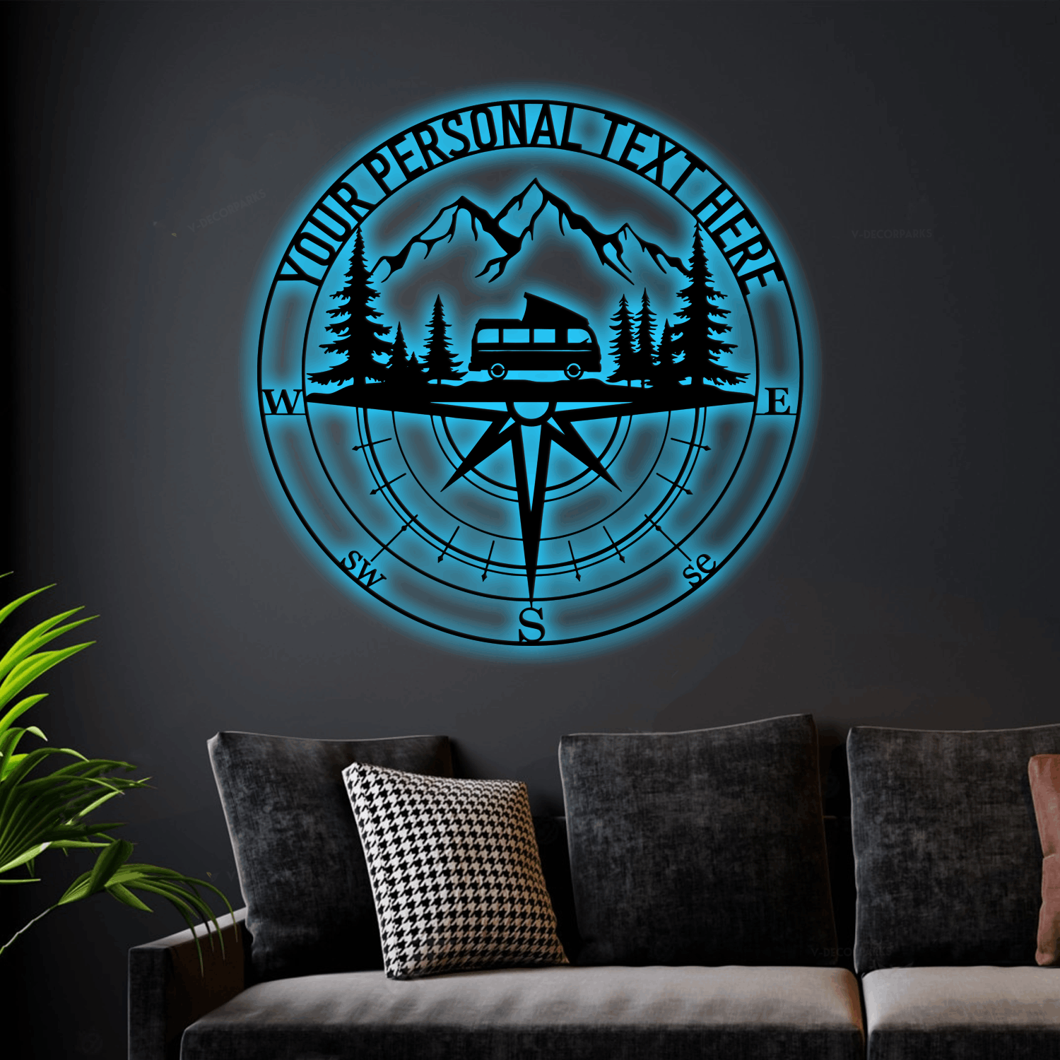 Personalize Oldschool Camper Van Metal Sign With Your Custom Text With ...