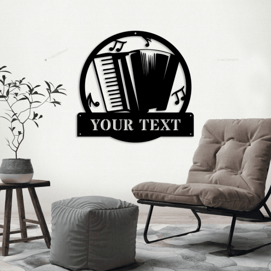 Personalized Accordion Metal Sign Art With Led Lights, Custom Accordion ...
