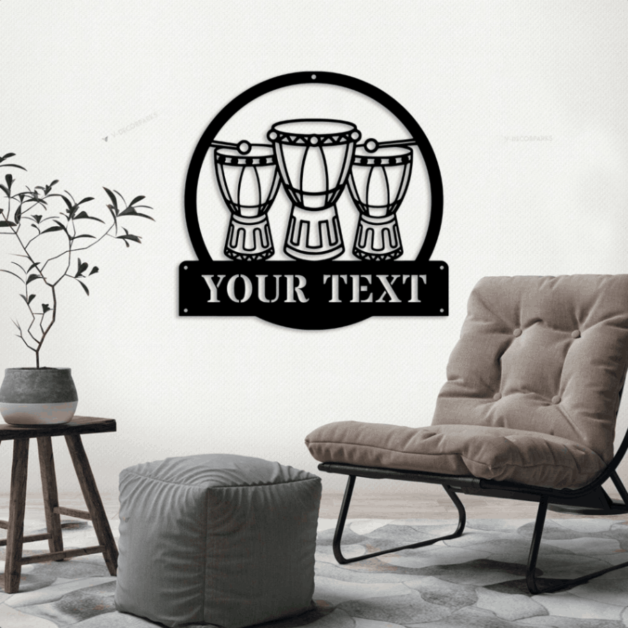 Personalized African Drum Djembe Metal Sign Art With Led Lights, Custom ...
