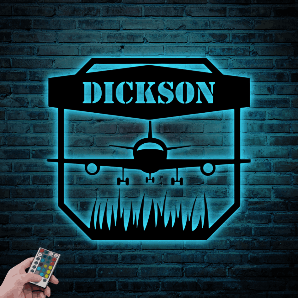 Personalized Airplane Metal Sign With Led Lights, Airplane Sign, Pilot ...