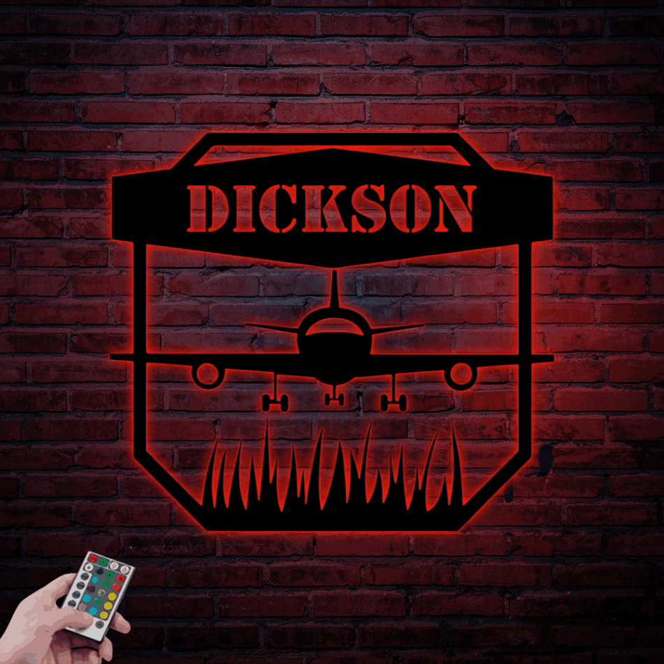 Personalized Airplane Metal Sign With Led Lights, Airplane Sign, Pilot ...