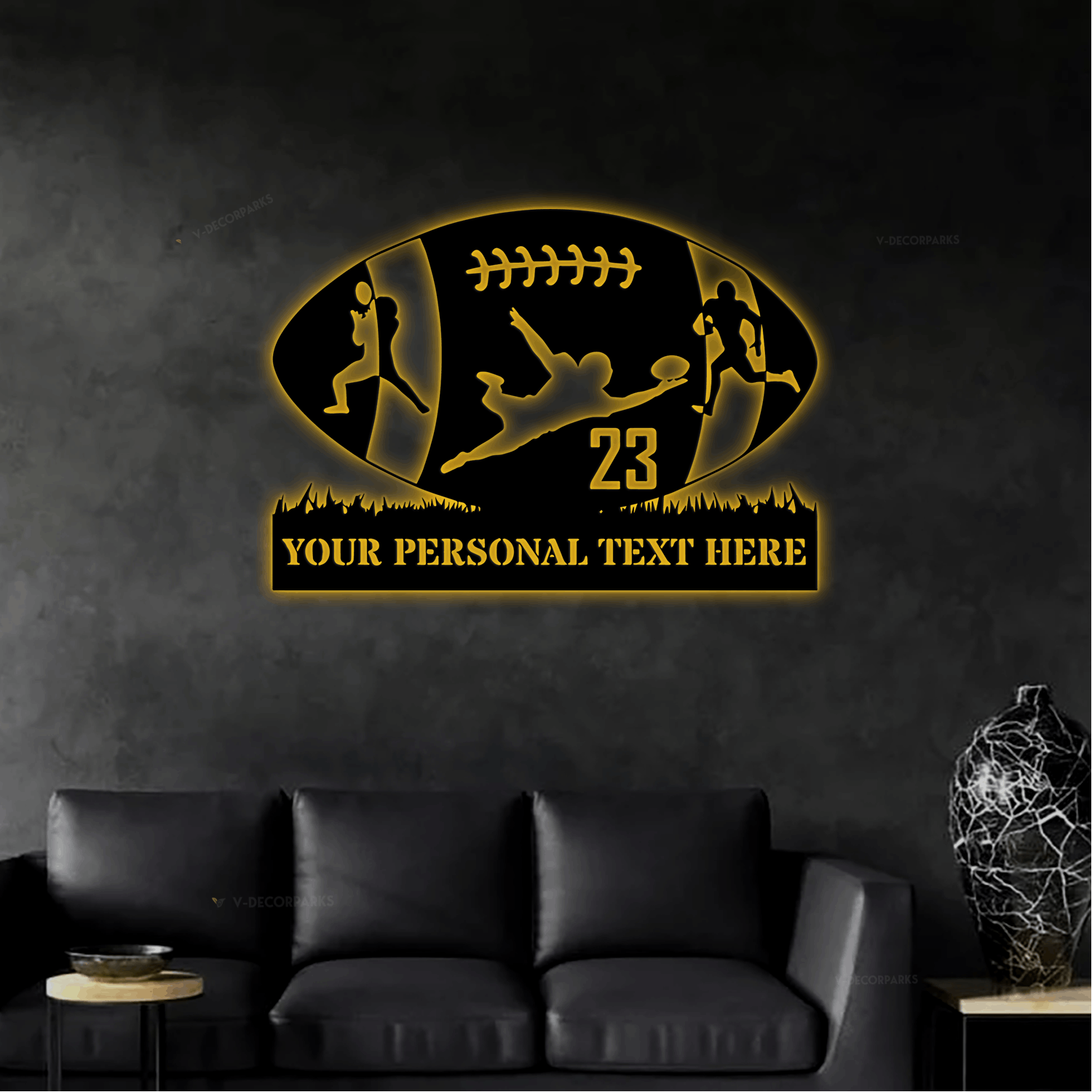 Personalized American Football Name And Number Metal Sign With Led ...