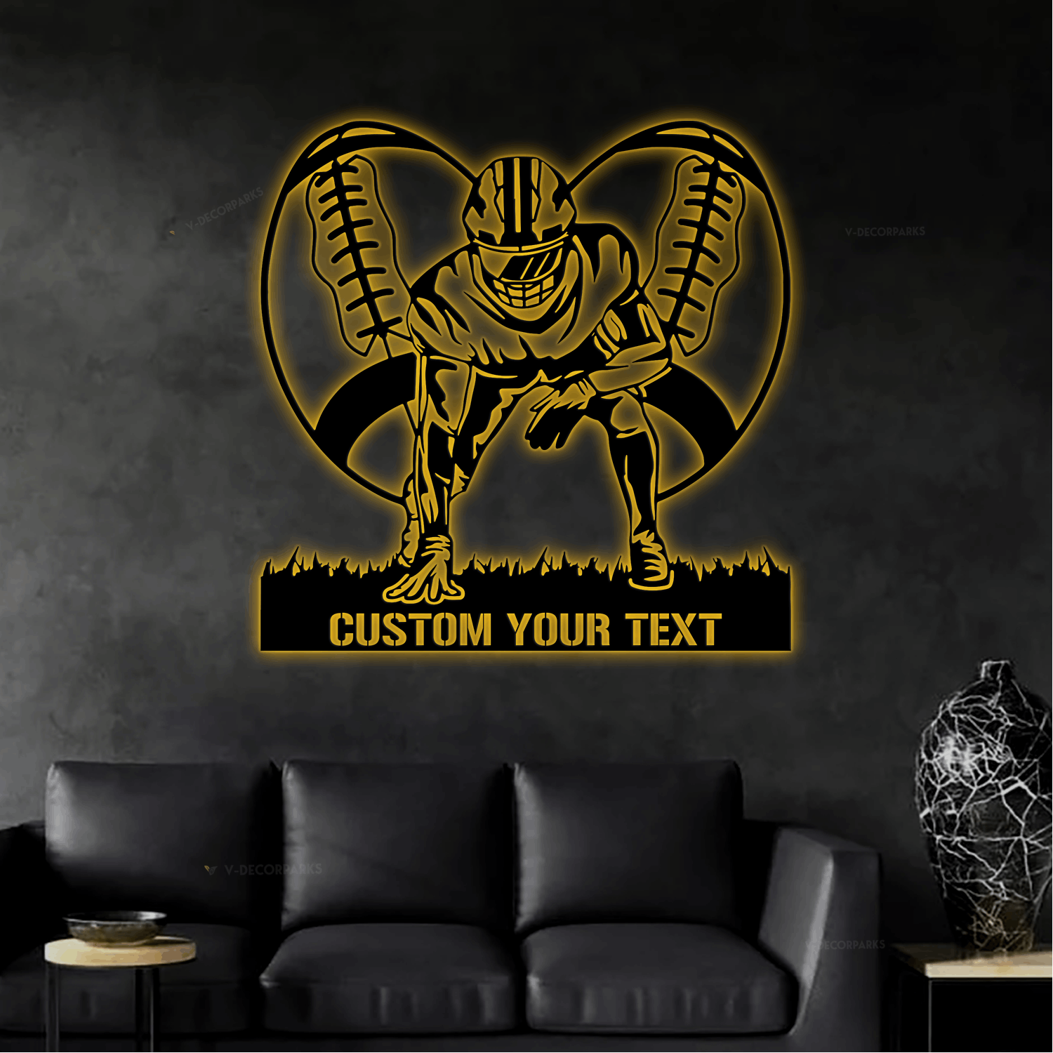 Personalized American Football Player Name Metal Sign With Led Lights ...