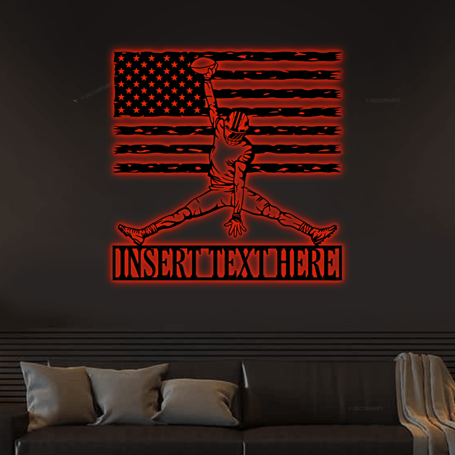 Personalized American Football Touchdown Name Metal Sign With Led ...