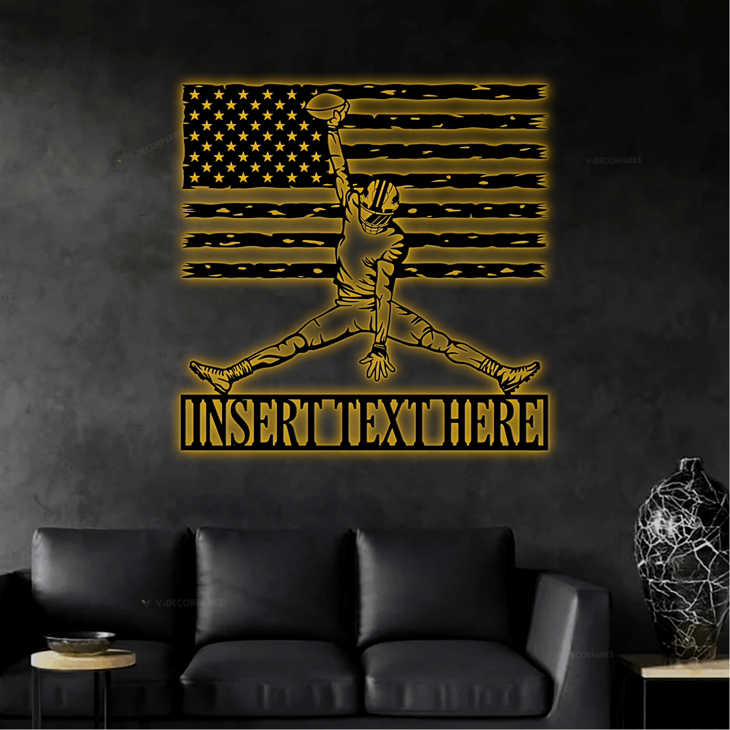 Personalized American Football Touchdown Name Metal Sign With Led ...