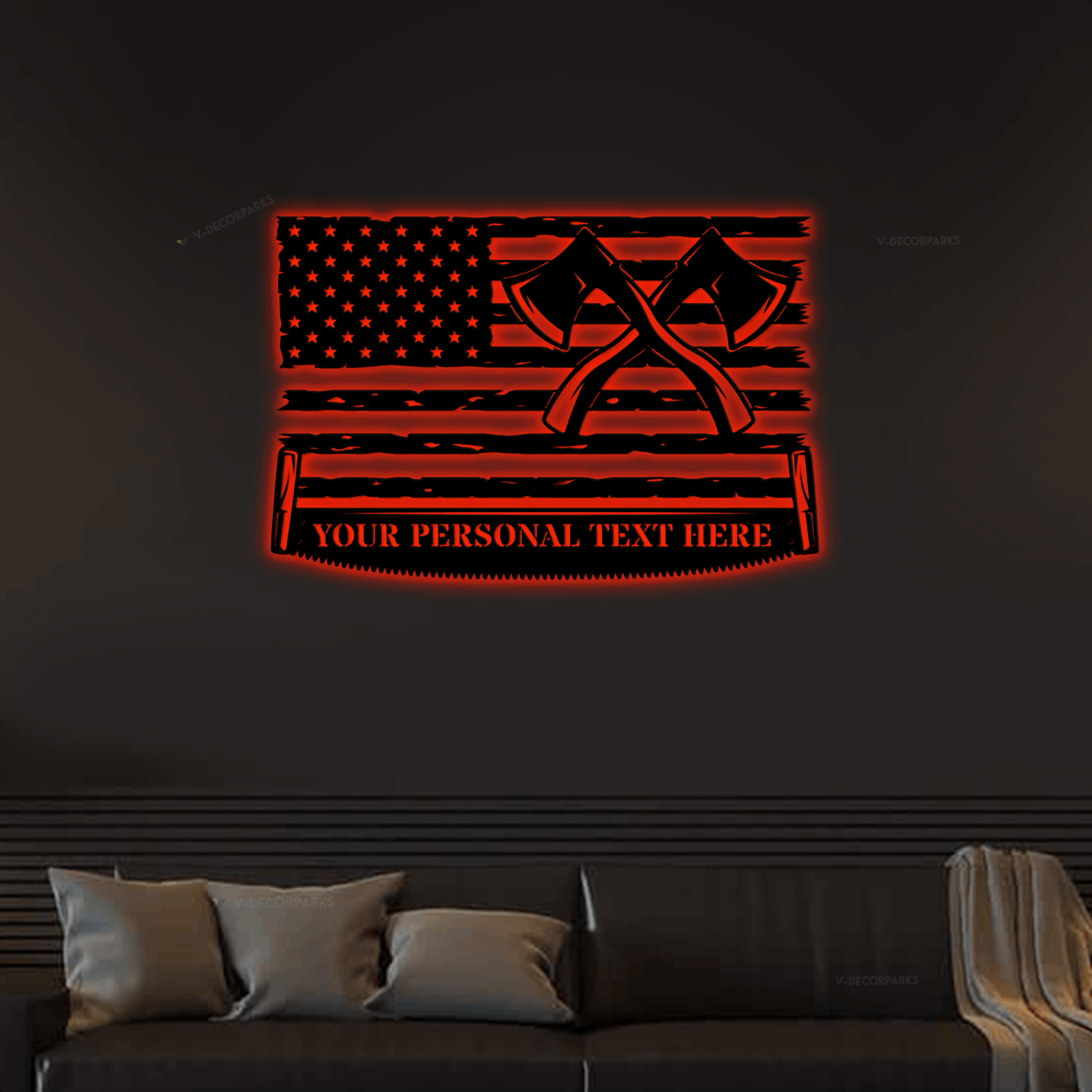 Personalized American Lumberjack Name Metal Sign With Led Lights ...