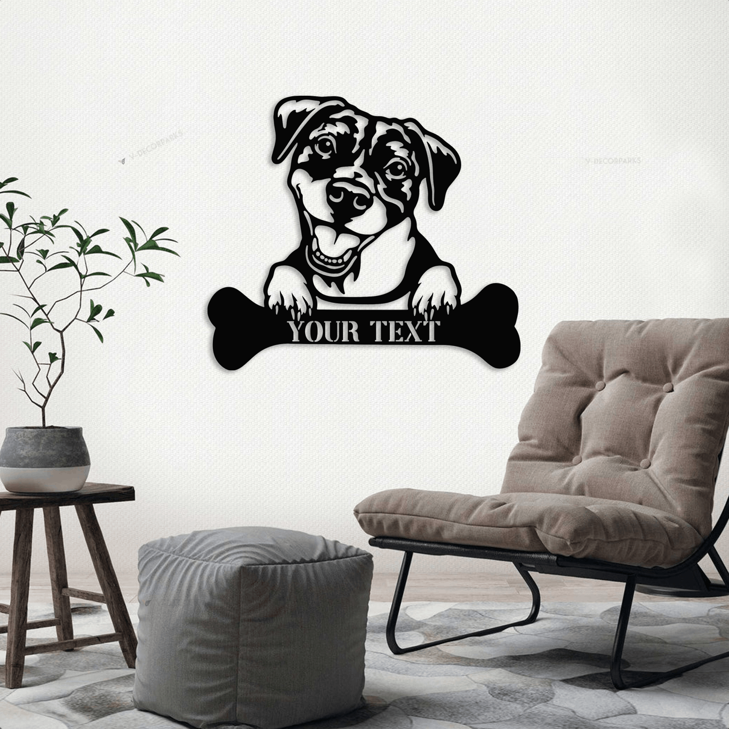 Personalized American Pit Bull With Bone Metal Sign With Led Lights ...