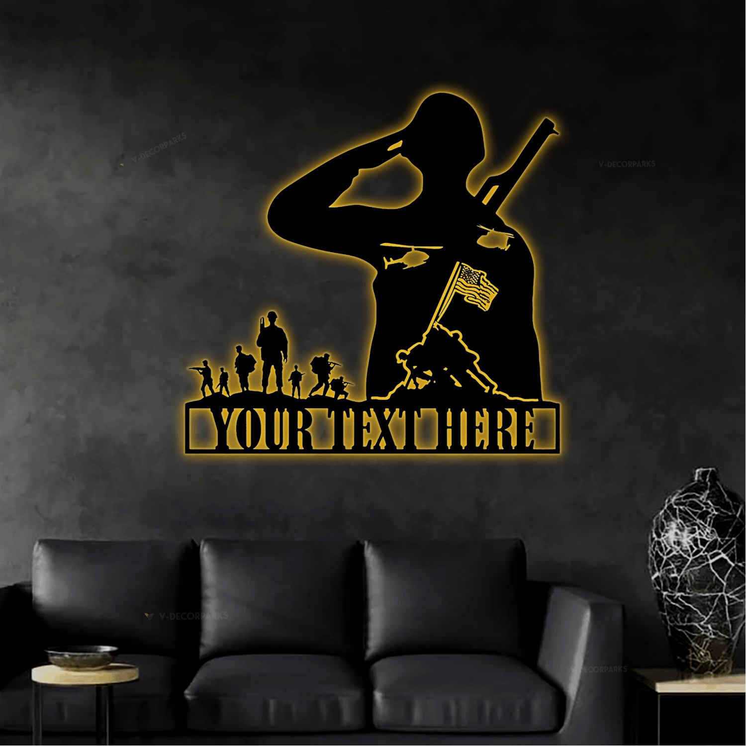 Personalized Army Soldiers Salute Name Metal Sign With Led Lights, Us ...