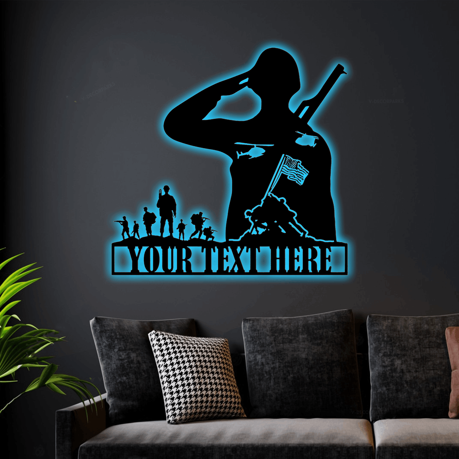 Personalized Army Soldiers Salute Name Metal Sign With Led Lights, Us ...