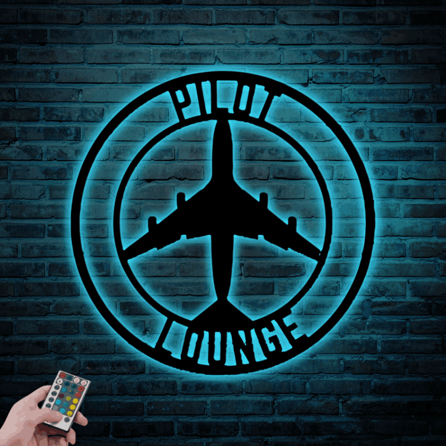 Personalized Aviation Metal Signs With Led Lights, Pilot Gift, Airplane ...