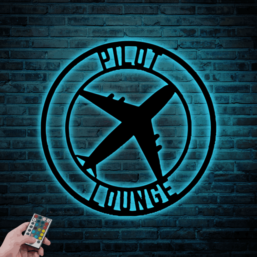 Personalized Aviation Pilot Metal Signs With Led Lights, Pilot Metal ...