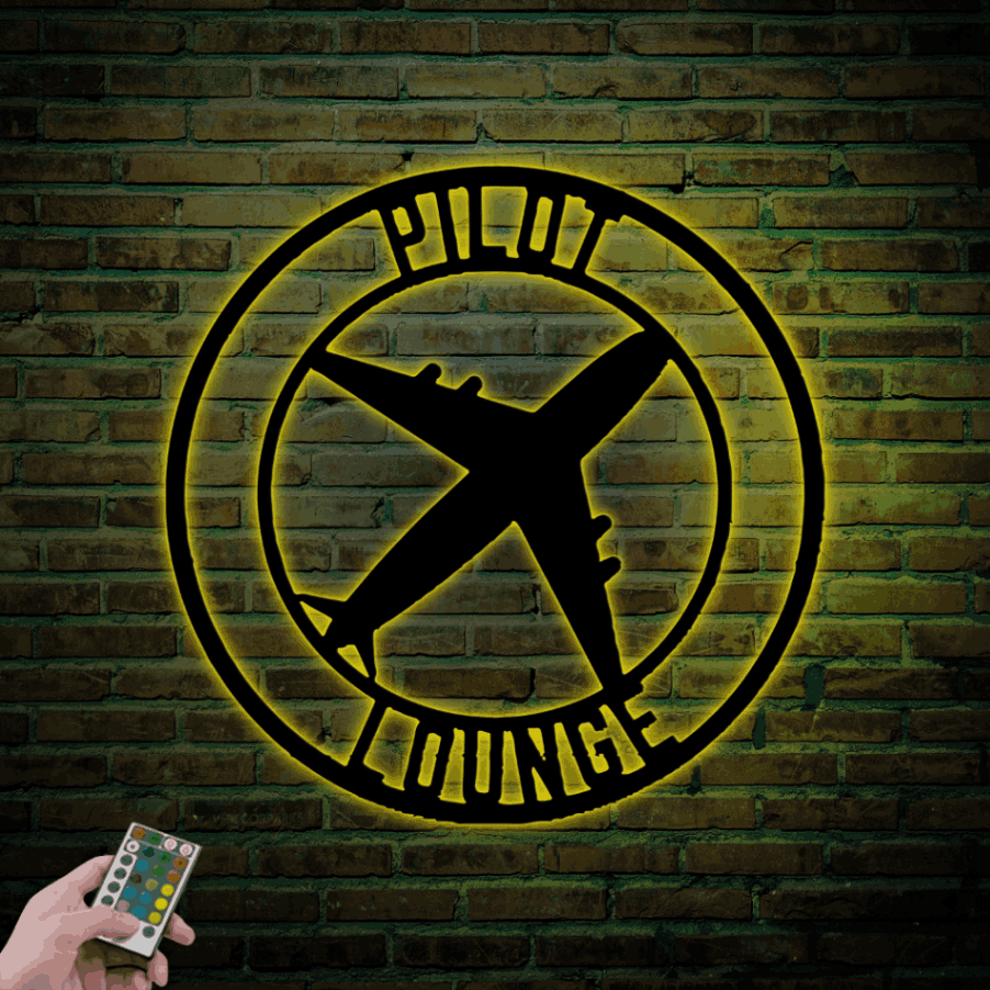 Personalized Aviation Pilot Metal Signs With Led Lights, Pilot Metal ...
