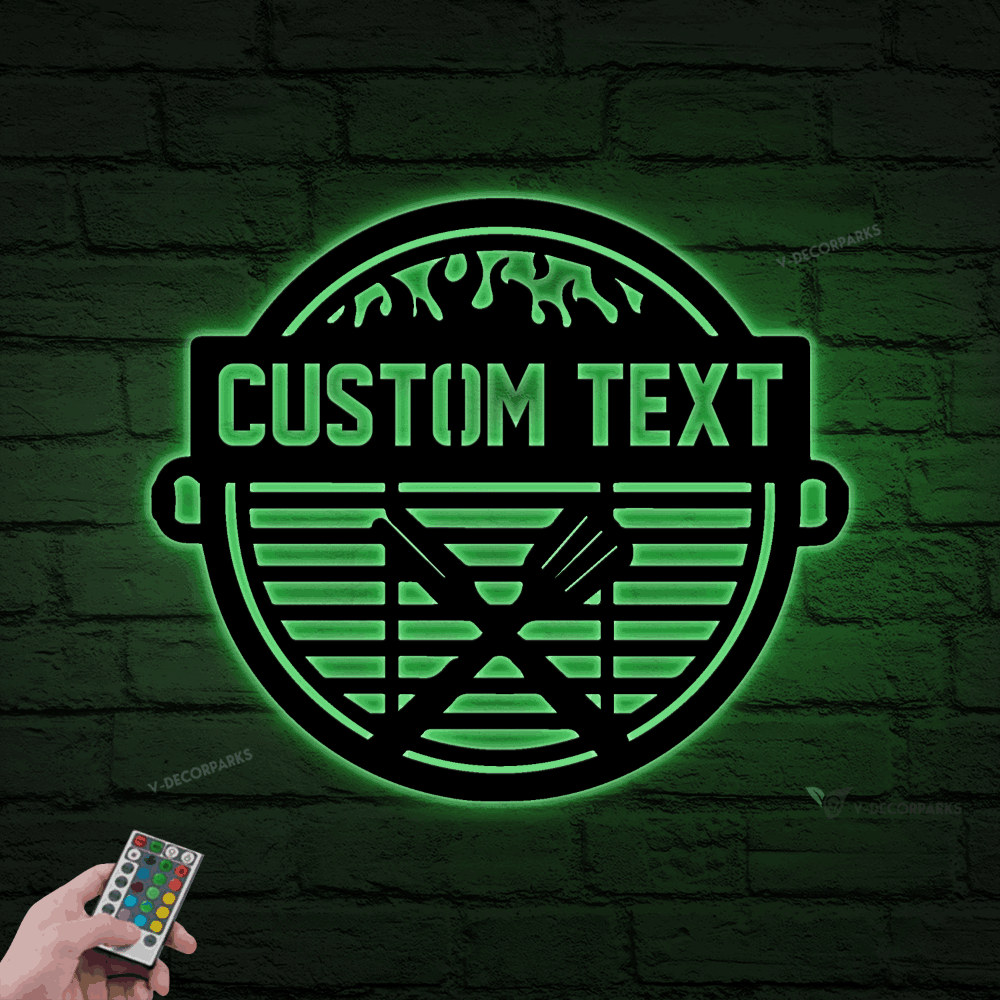 Personalized Bbq & Grill Metal Wall Led Lights, Custom Kitchen Sign ...